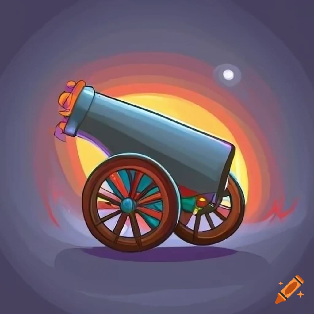 Cartoon-style fire cannon on Craiyon