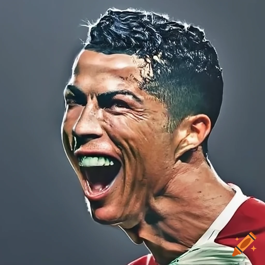 Ronaldo laughing on Craiyon