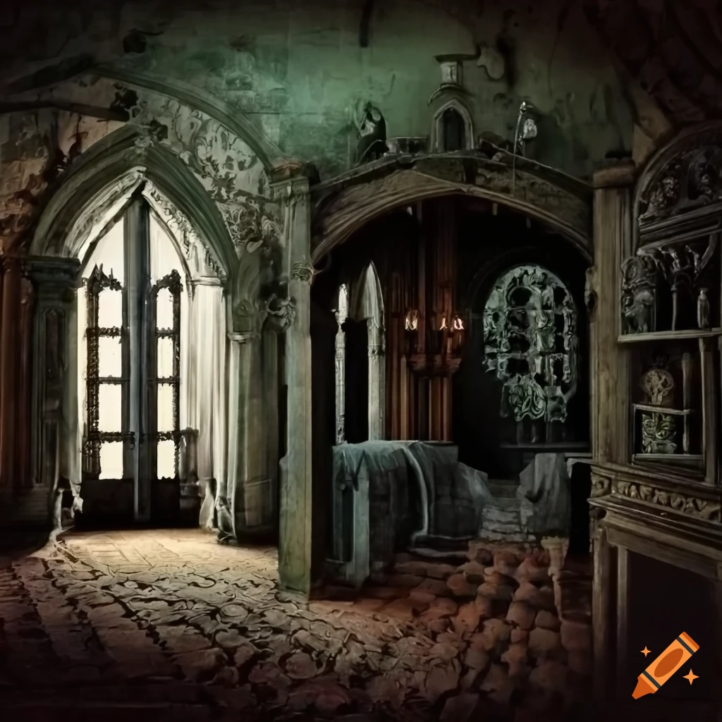 Gothic manor basement on Craiyon