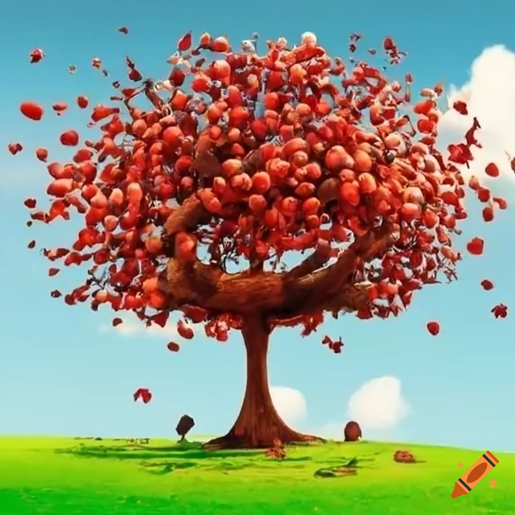 Arbre dans un champ rempli de fruits on Craiyon