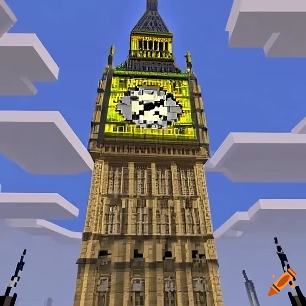 Minecraft model of london's big ben on Craiyon