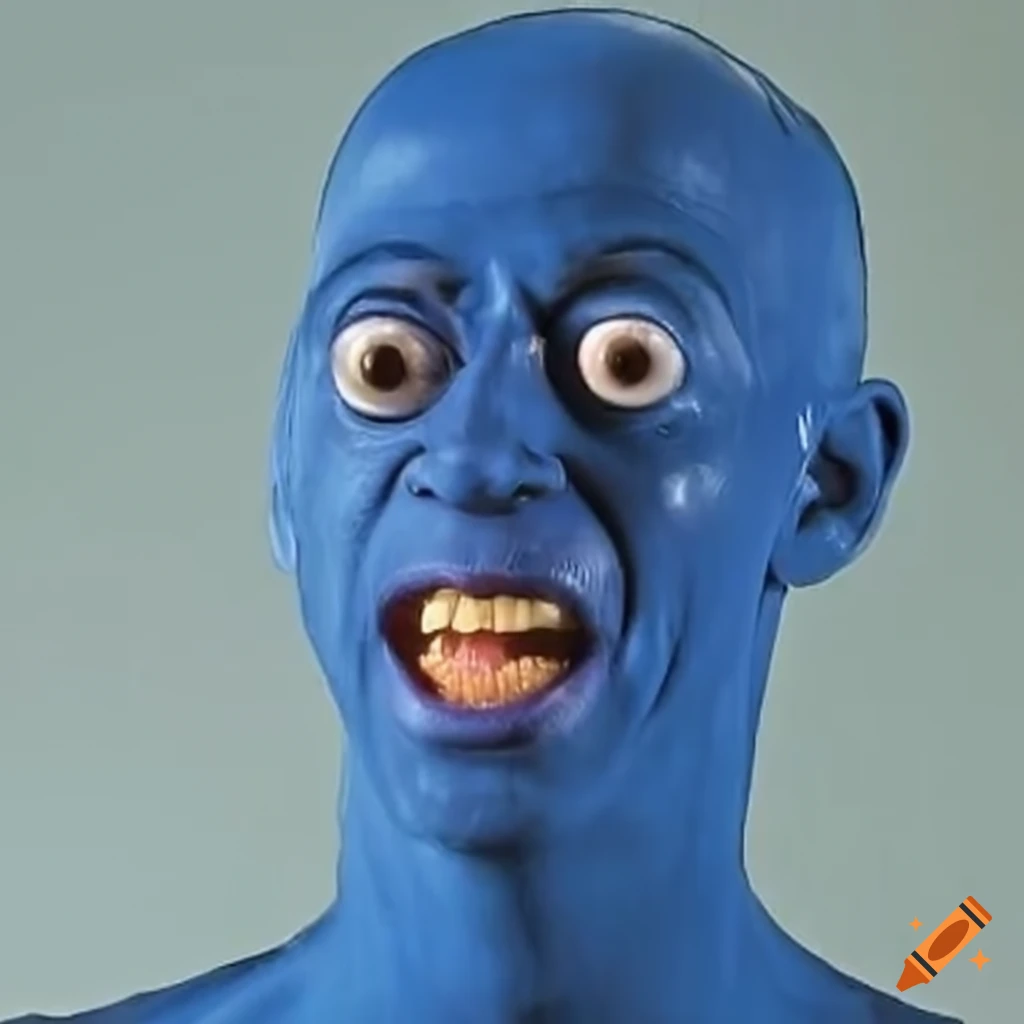 Blue man character for a 2000's tv sitcom on Craiyon