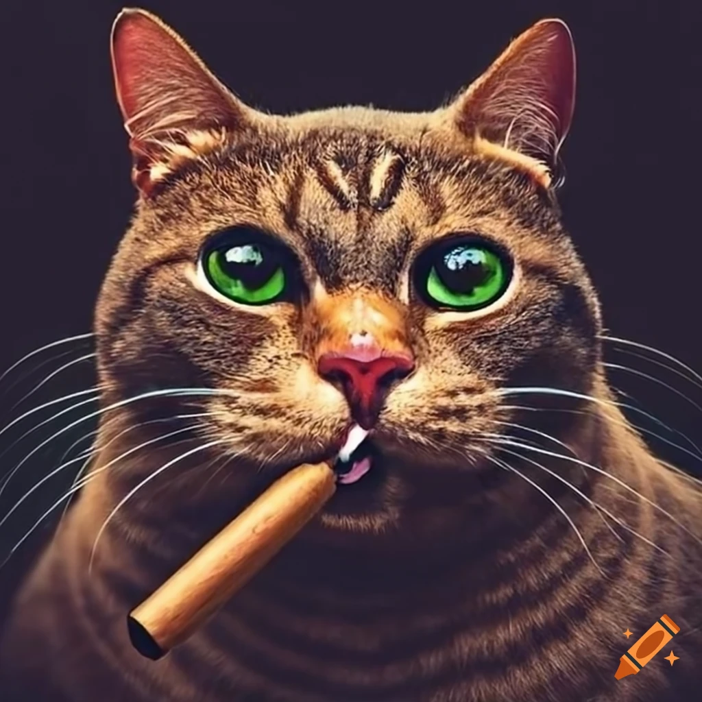 Cat holding a cigar on Craiyon
