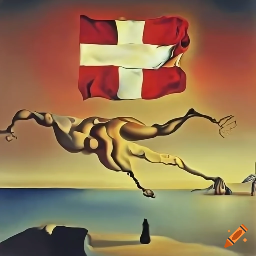 Salvador dali's interpretation of the swiss flag on Craiyon
