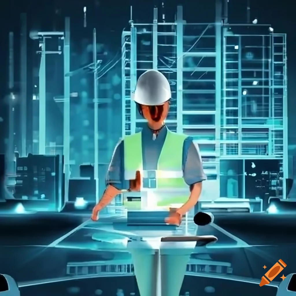 Construction site monitoring with ai technology on Craiyon