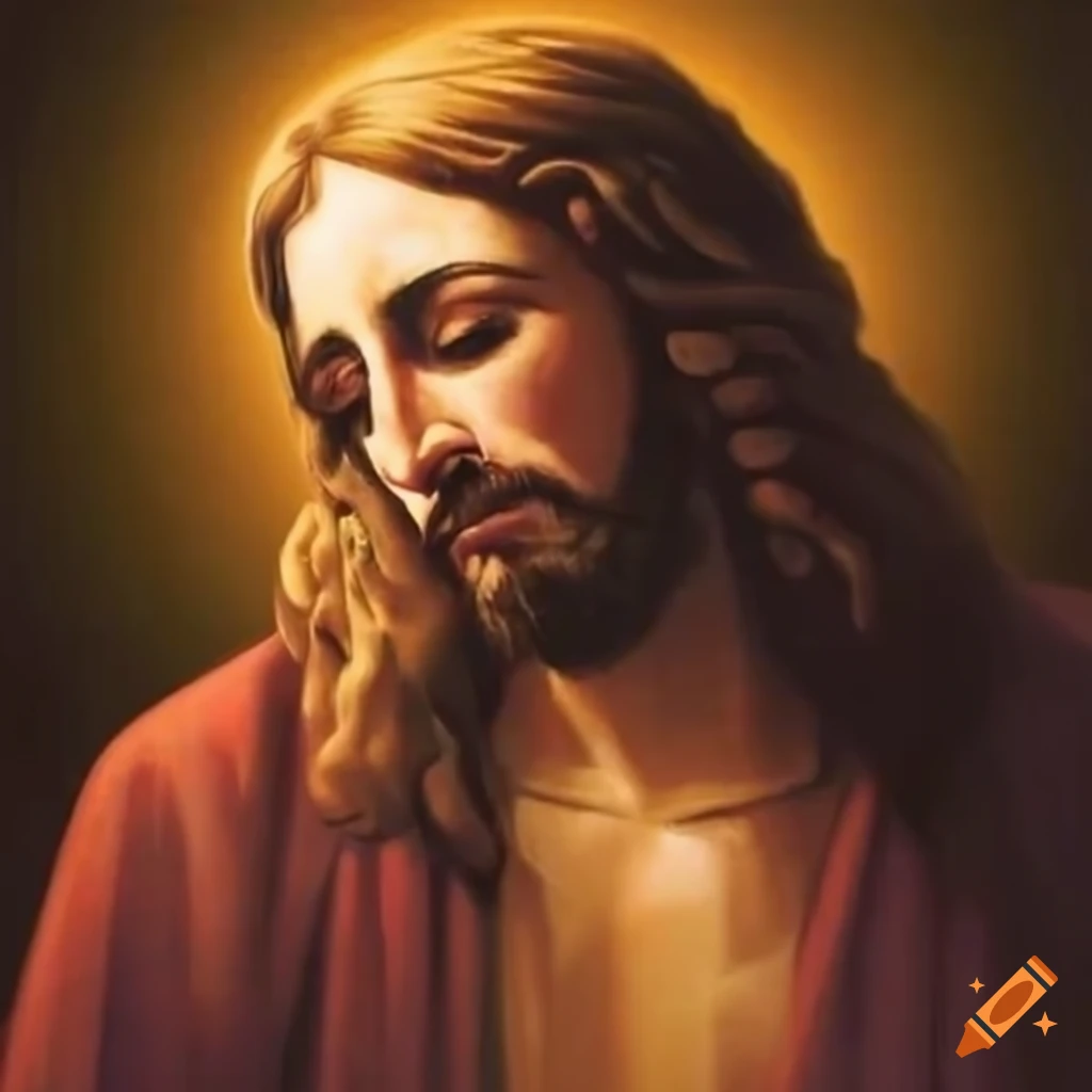 Religious depiction of jesus crying on Craiyon