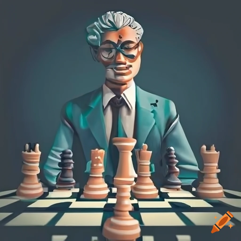 Chess master studying the game on Craiyon