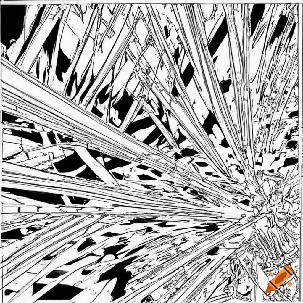 Black and white highly detailed manga panel with sharp outlines on Craiyon