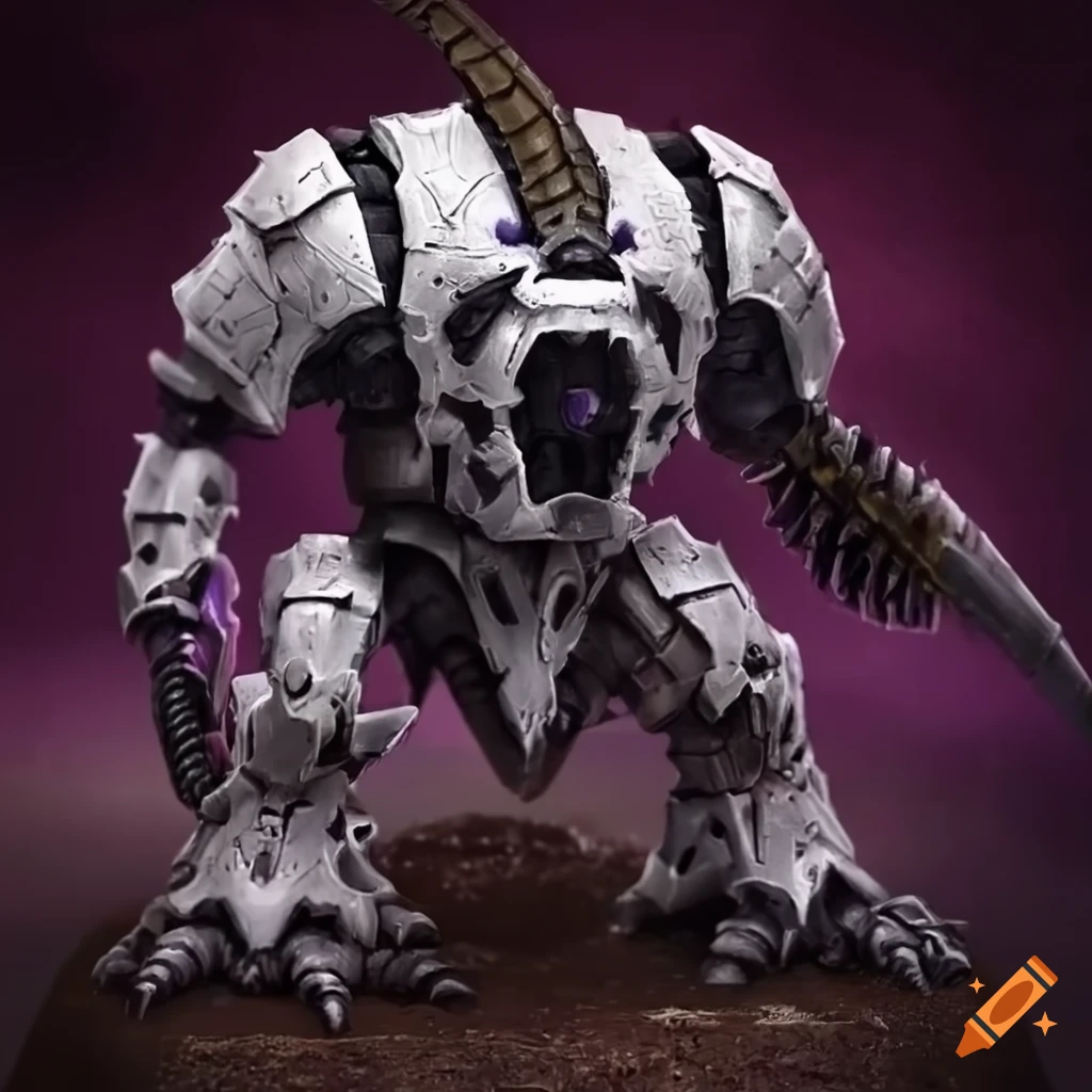 White heavy armored mech inspired by Warhammer tyranids and Starcraft ...