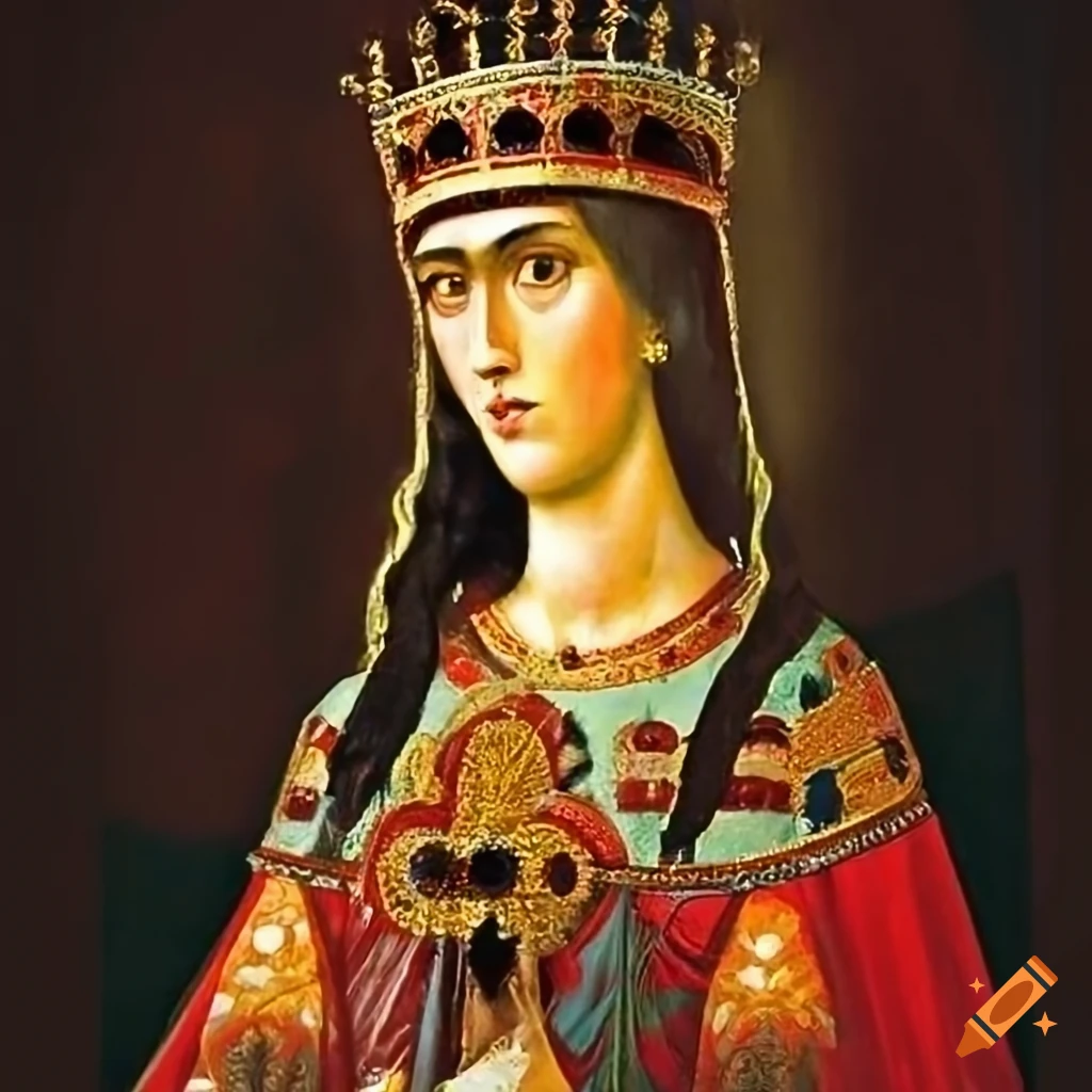 Portrait of Saint Tamar, the queen of Georgia, known for her leadership ...