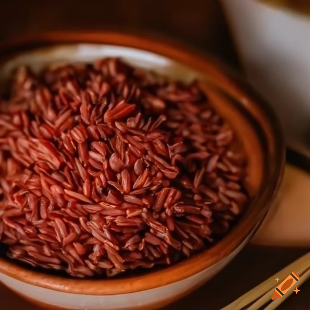 Traditional red rice bowls on Craiyon