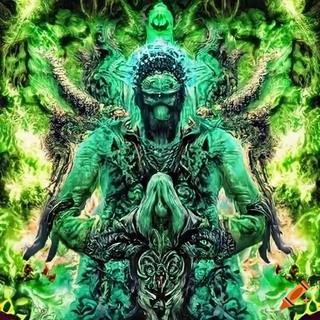 Chaos god of green consciousness ninja punk on Craiyon