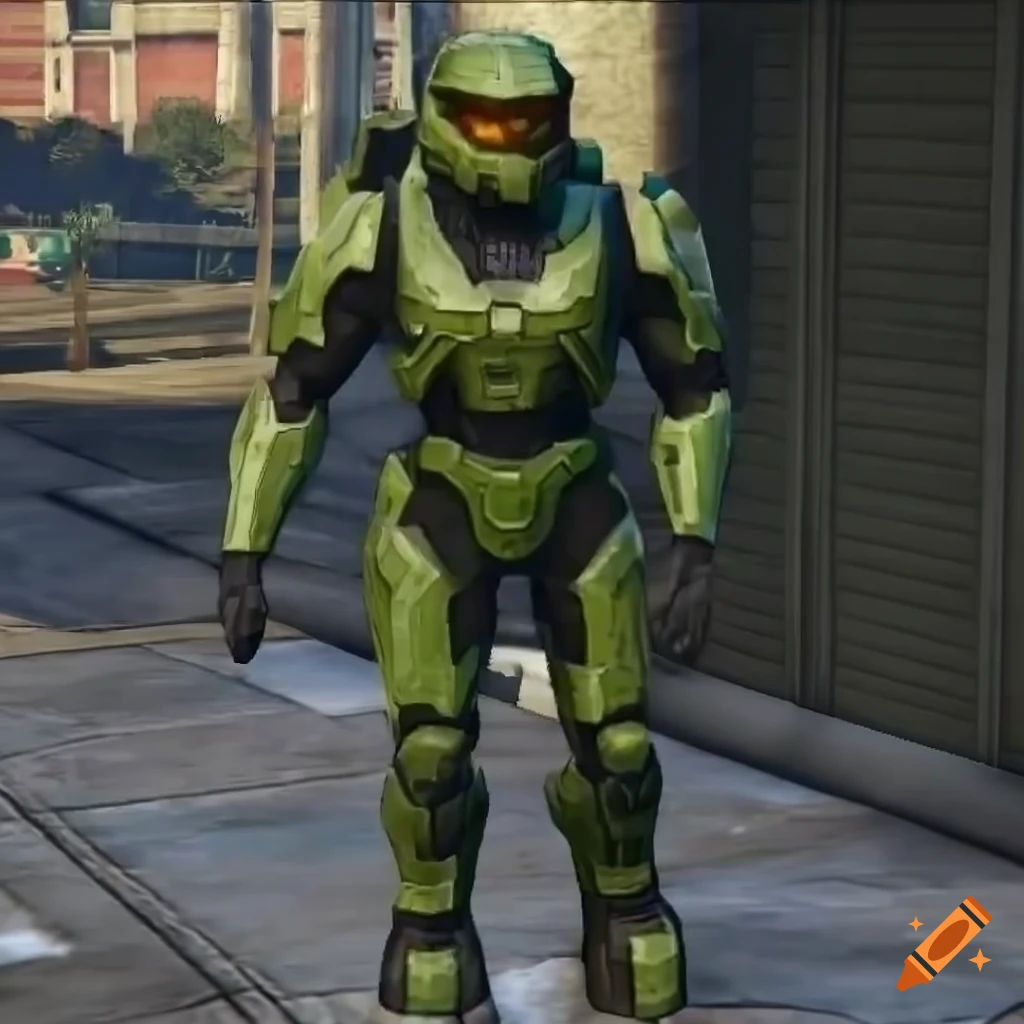Halo master chief character in gta 5 on Craiyon
