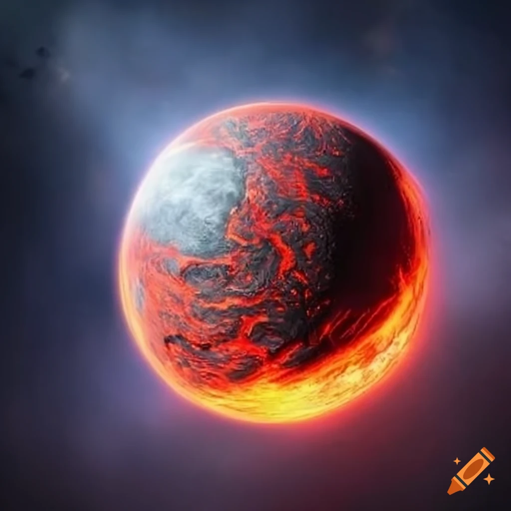 View of a lava planet from space on Craiyon