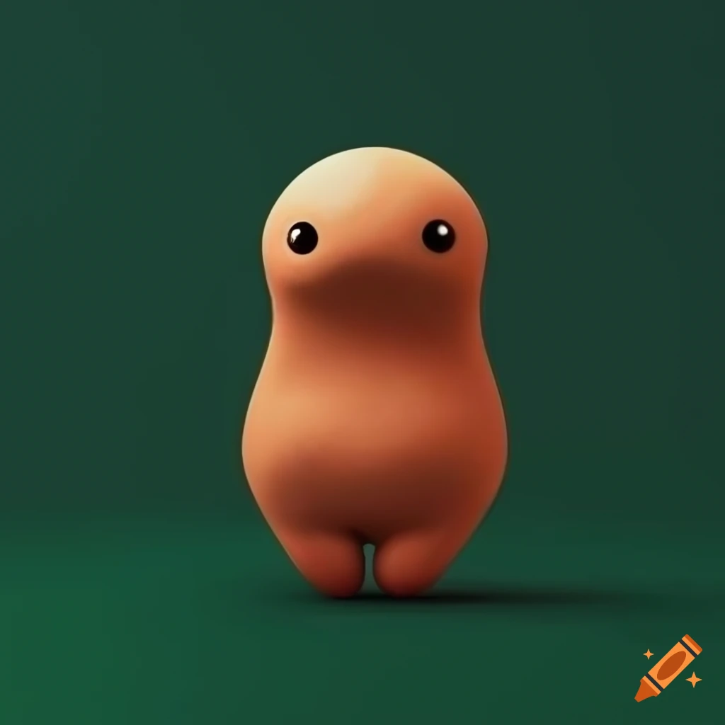 Curious little blob interacting with nature in low poly style on Craiyon