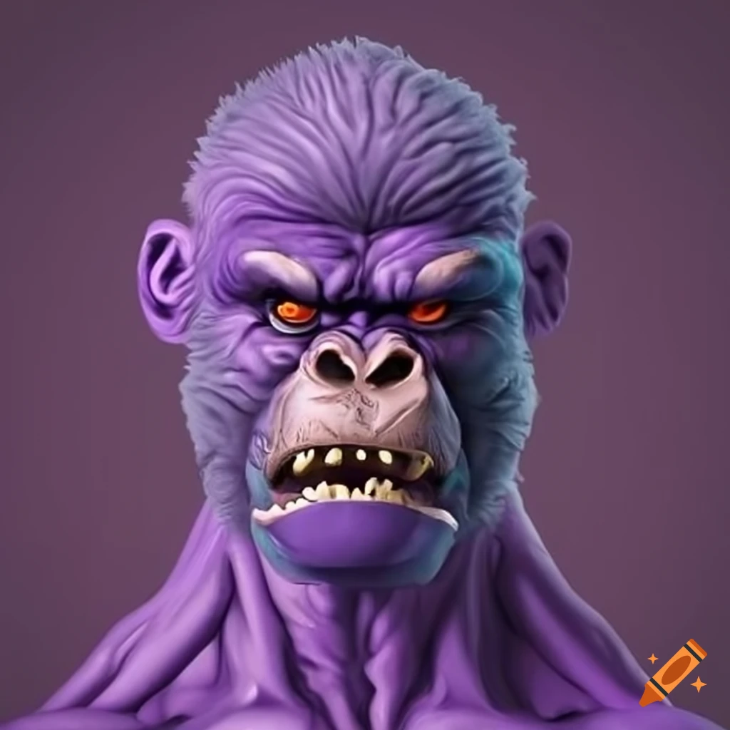 Large angry muscular purple ape on Craiyon