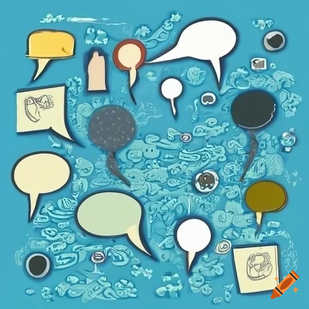 Intricate tree of dialogue with diverse communication symbols on Craiyon