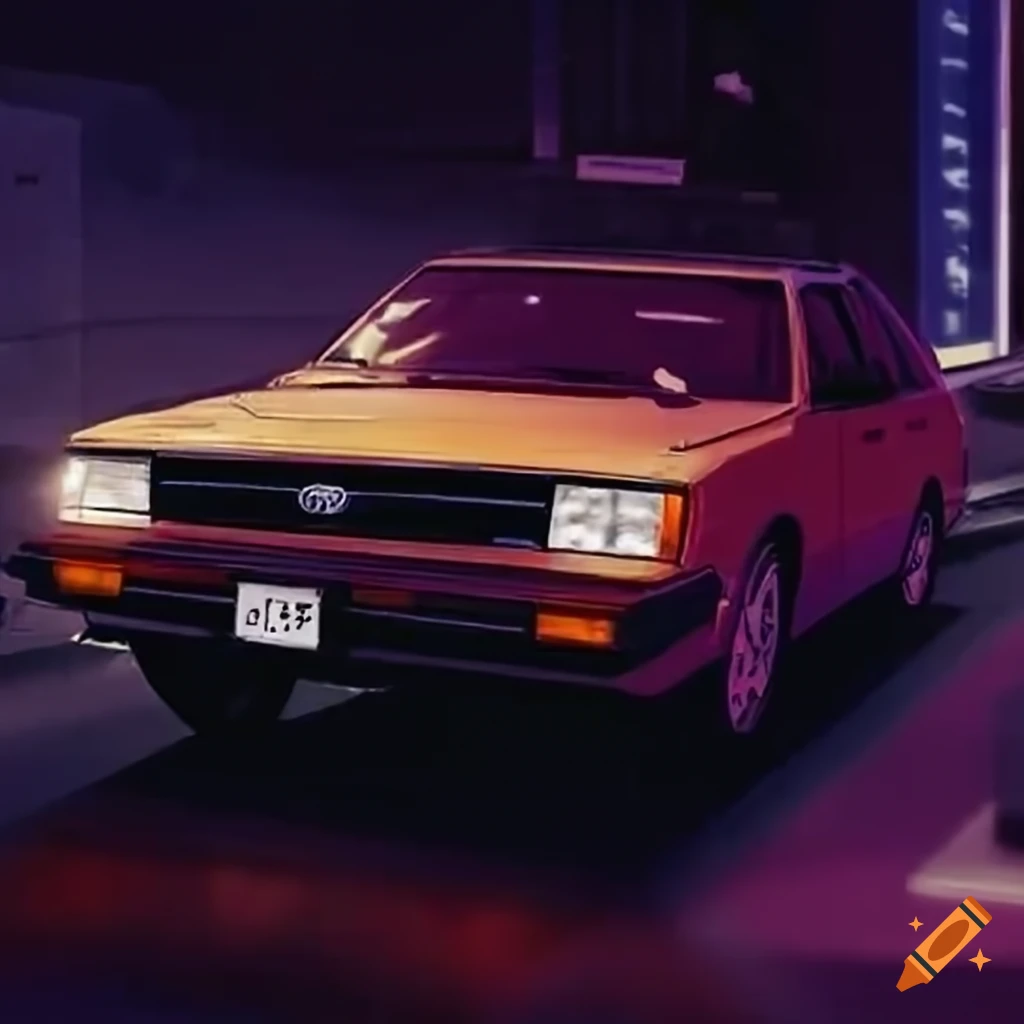 Vintage japanese anime style advertisement with a 1980s toyota camry on ...