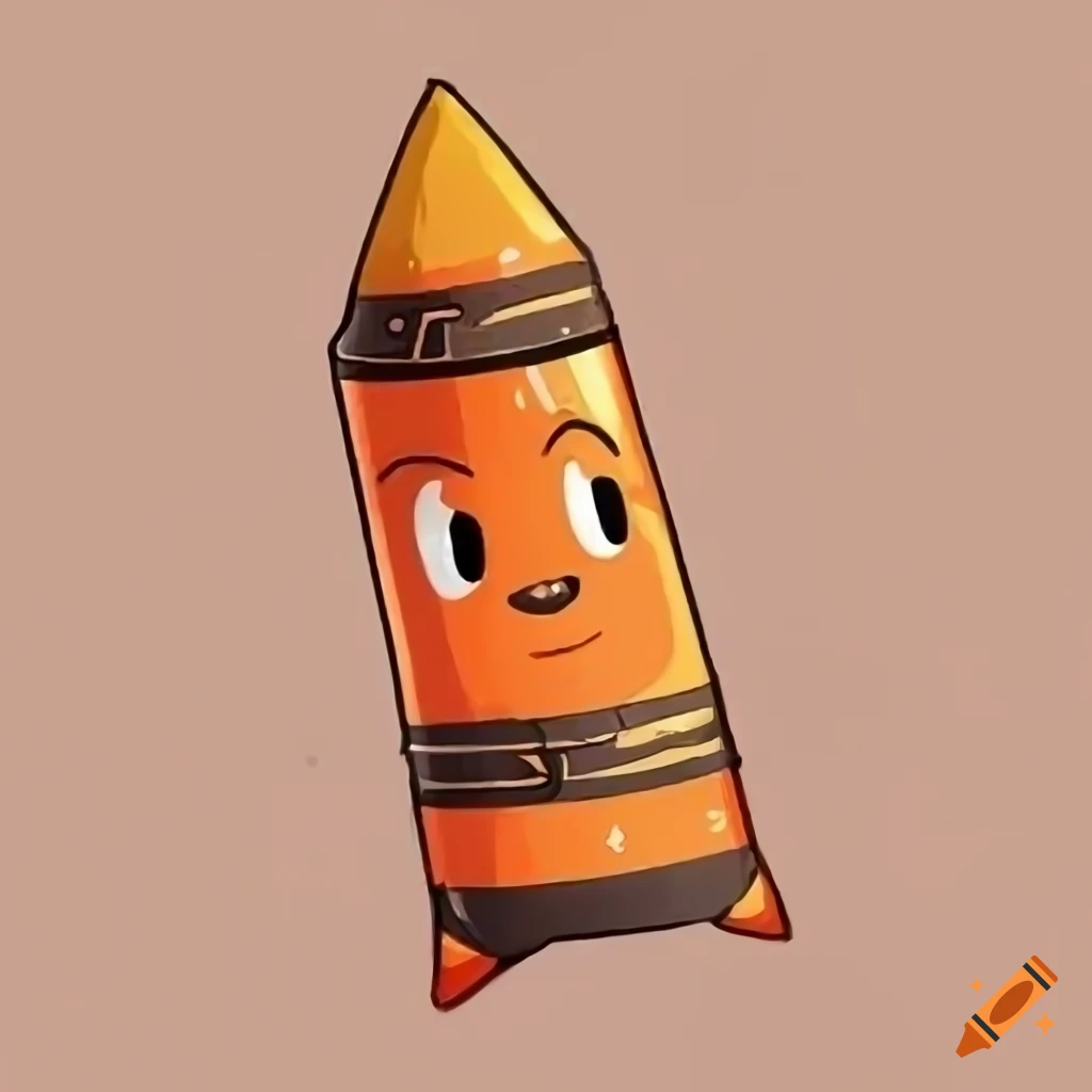 Adorable orange crayon chibi character on Craiyon
