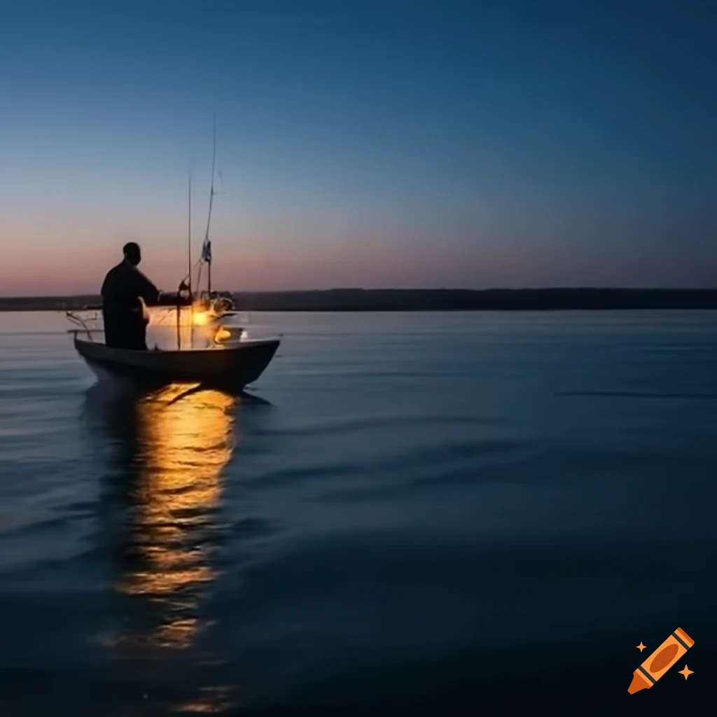 Fisherman fishing on a boat on Craiyon