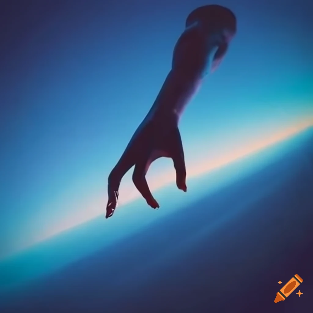 Mysterious arm reaching down from the sky on Craiyon