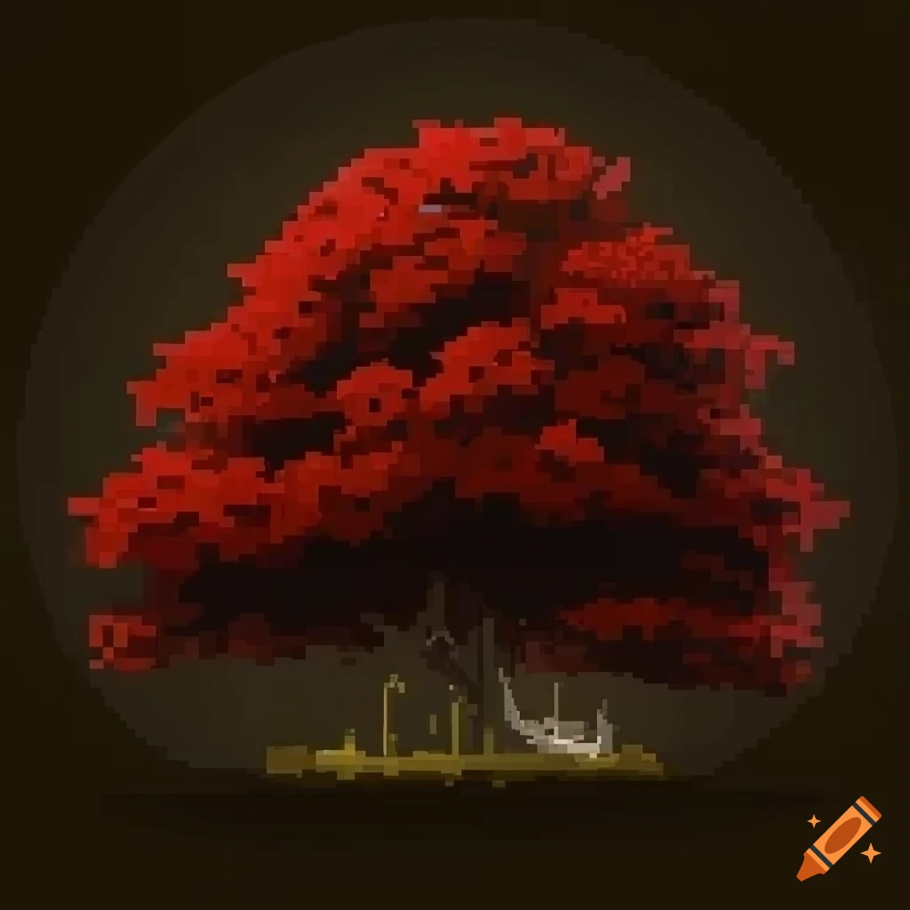 Detailed red fantasy shrubbery in pixel art style on Craiyon