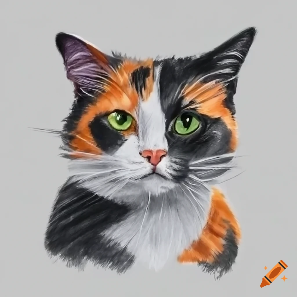 Portrait of a pretty calico cat on Craiyon
