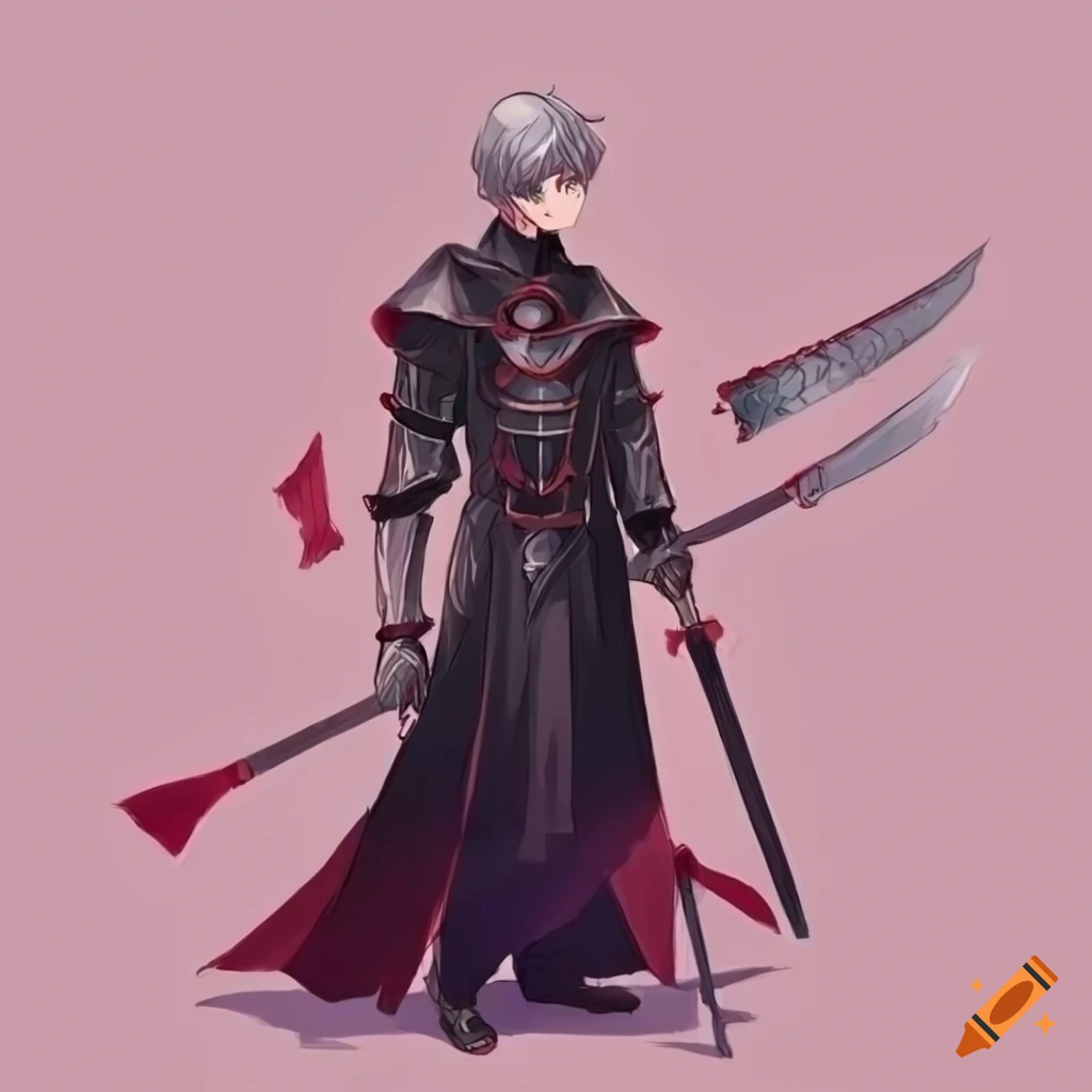 Anarchist priest knight leader with crowd in anime style on Craiyon