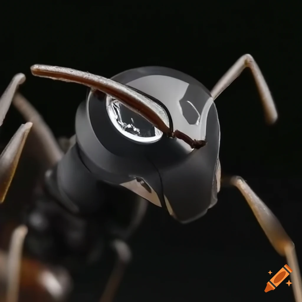 Close-up of a realistic robotic ant face on Craiyon