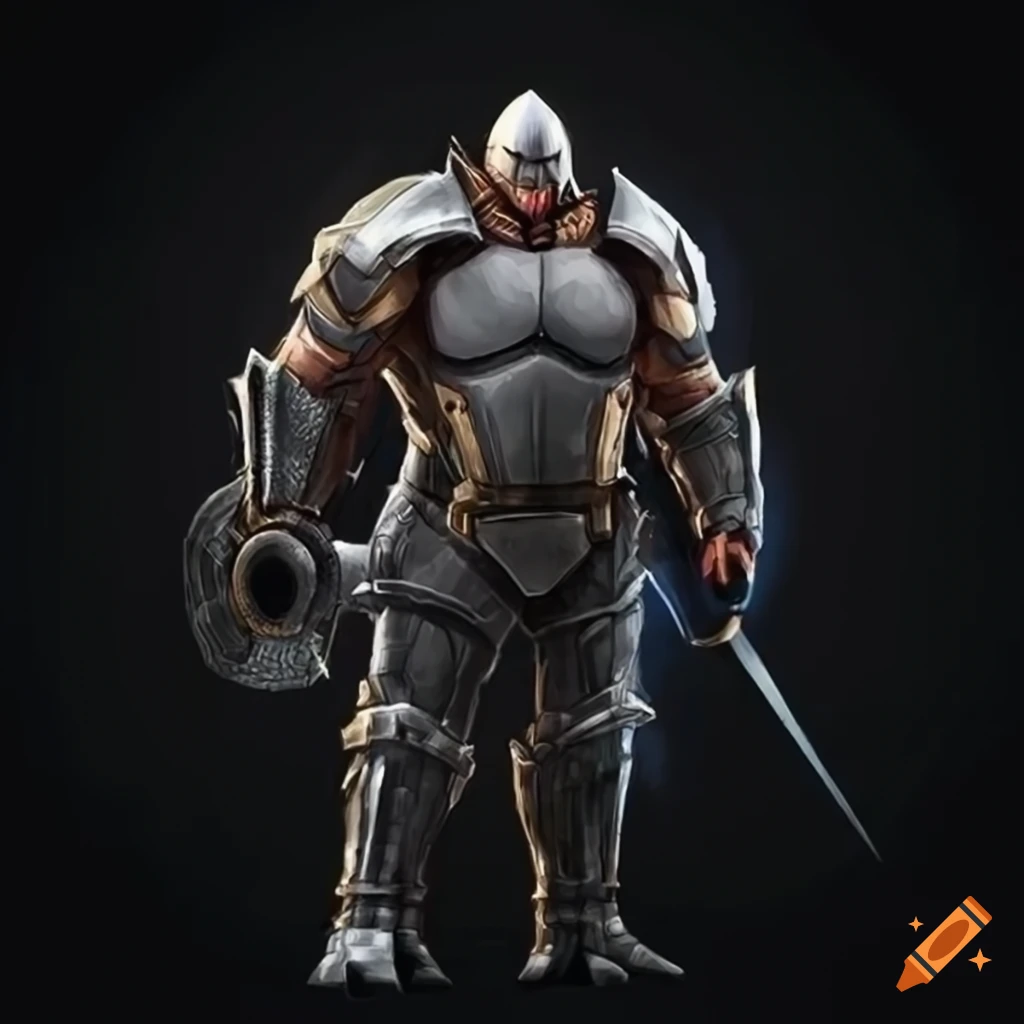 Armored knight in a powerful stance on Craiyon