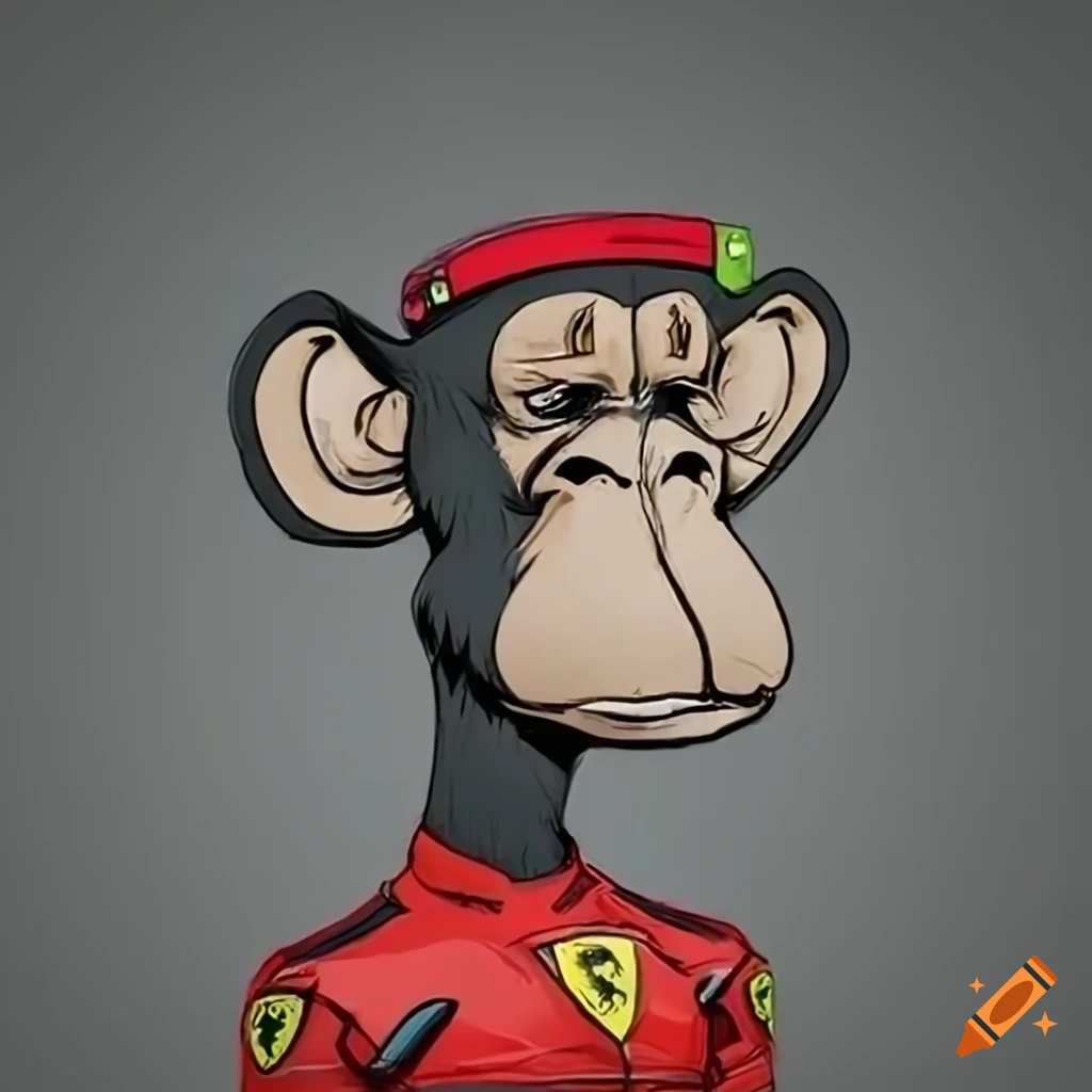 Bored ape nft wearing ferrari suit on Craiyon