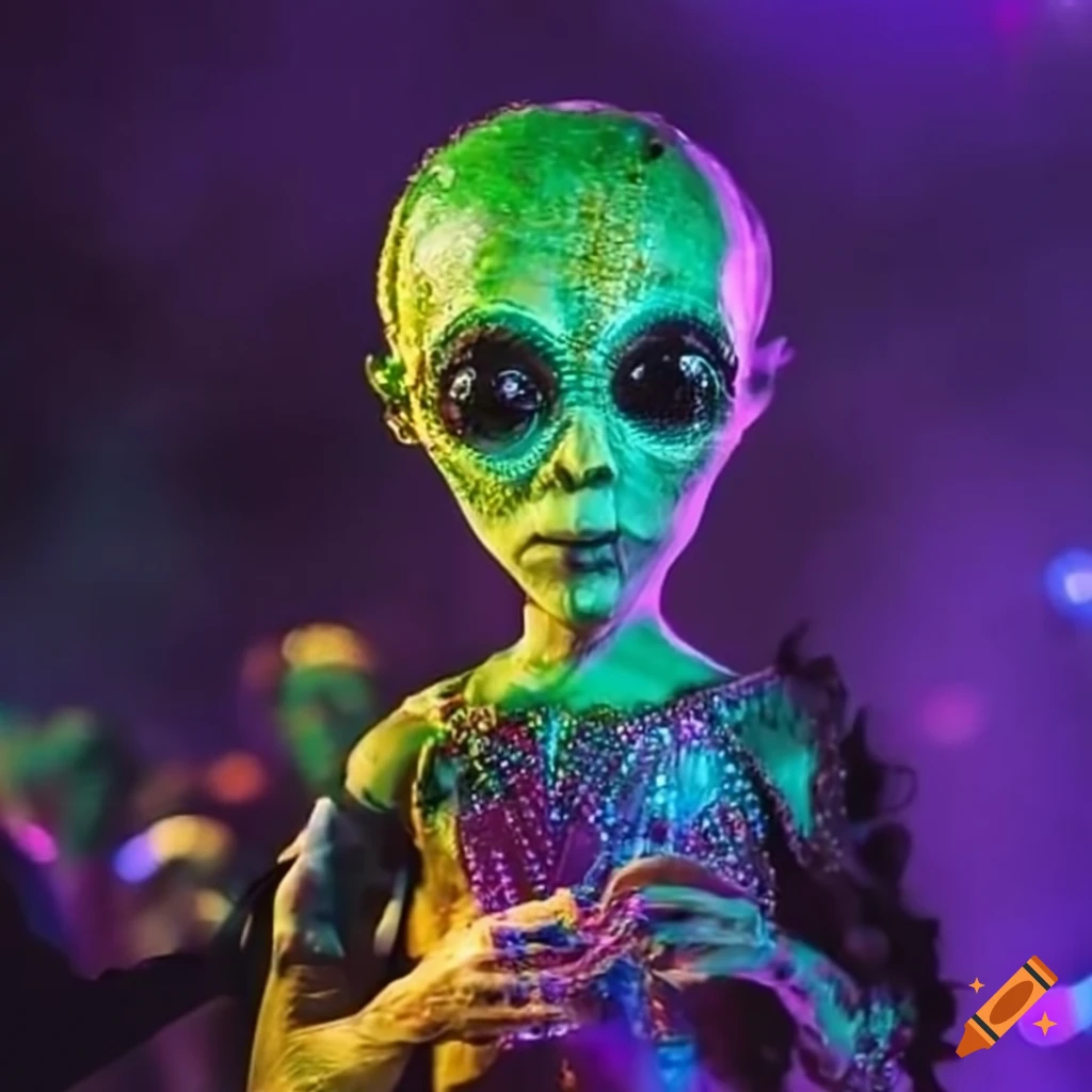 Small alien enjoying mardi gras festival on Craiyon
