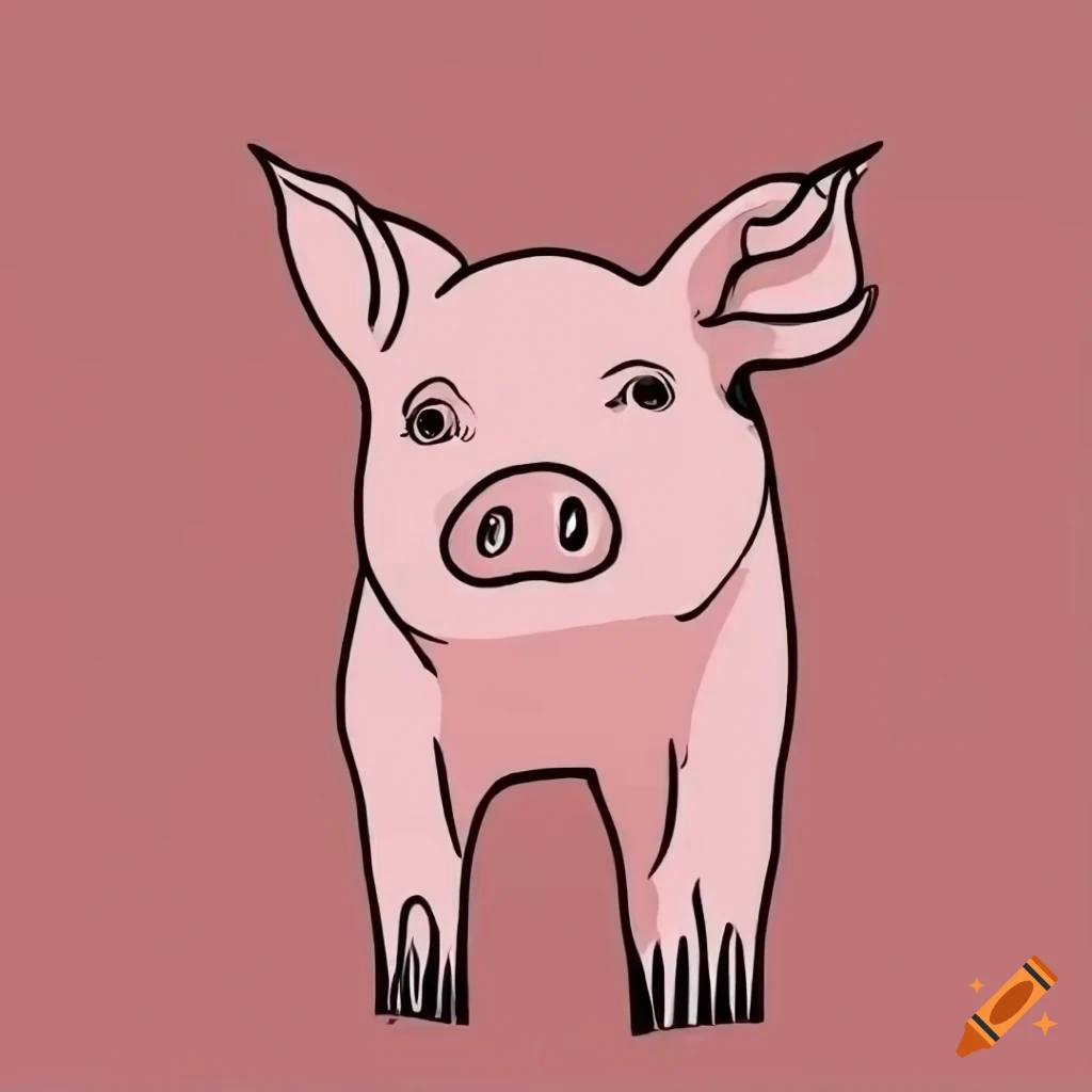 Hand drawing of a pig on a white background on Craiyon
