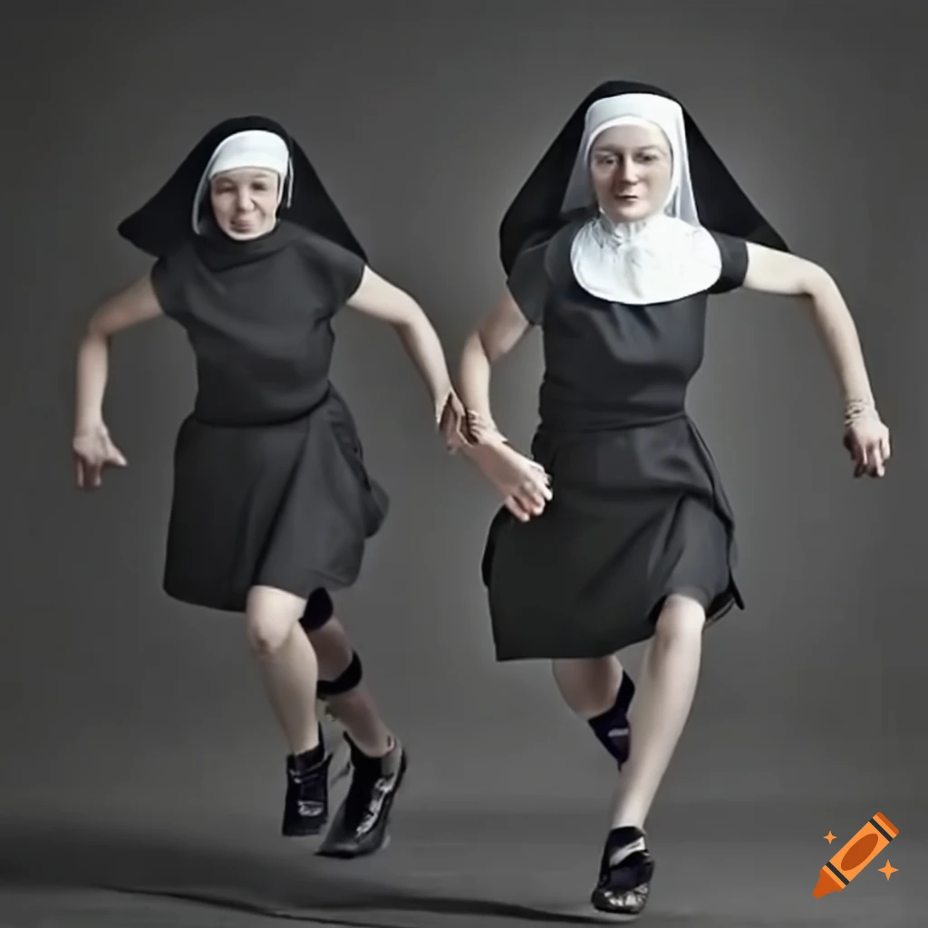 Nuns wearing running shoes on Craiyon