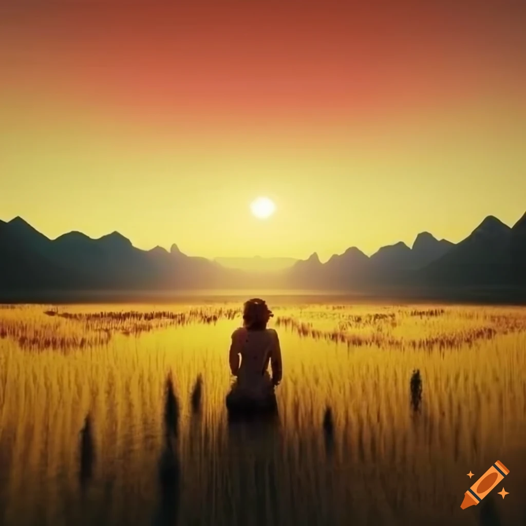 Panoramic scene of a vast open field inspired by robert childress on ...