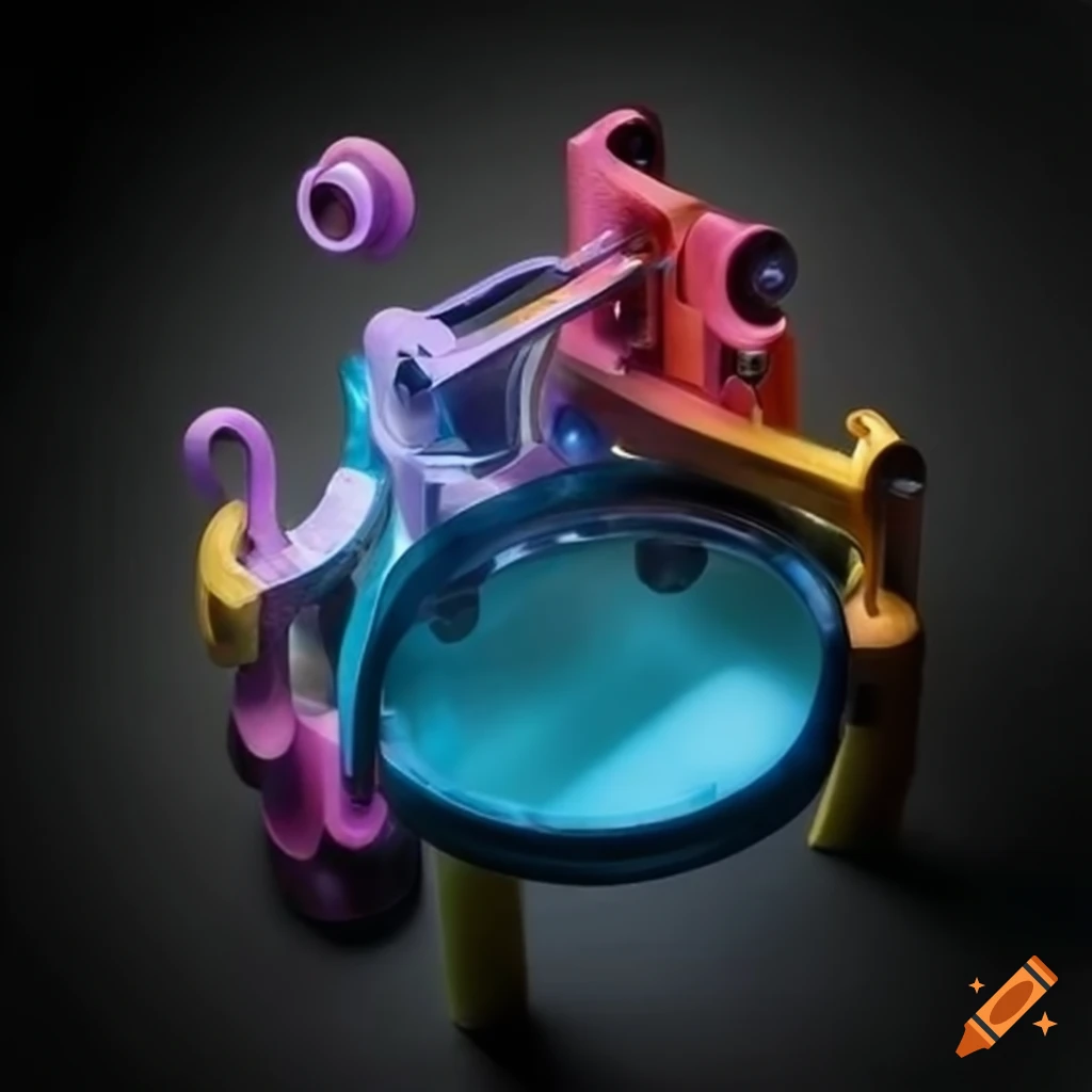 Surrealist puzzle machine system with glass, copper, plastic on Craiyon