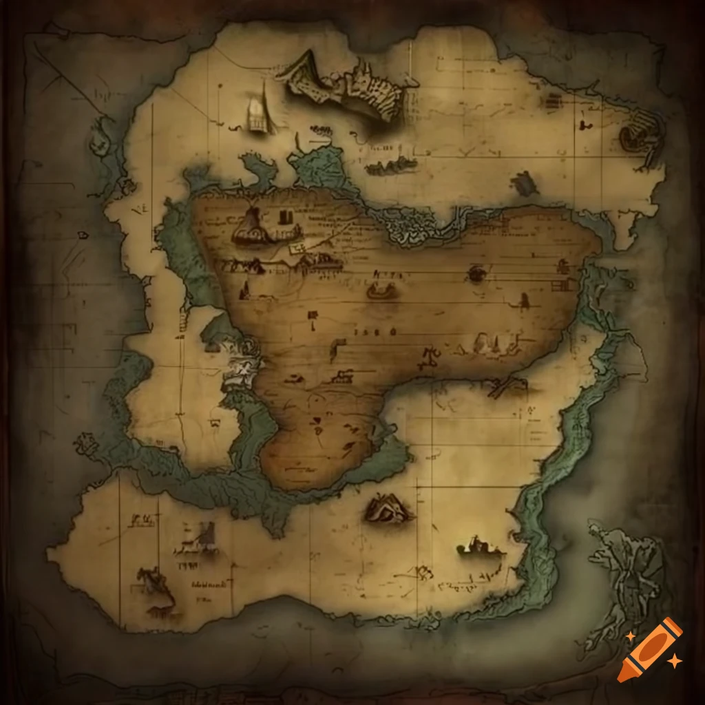 Old fantasy map on Craiyon