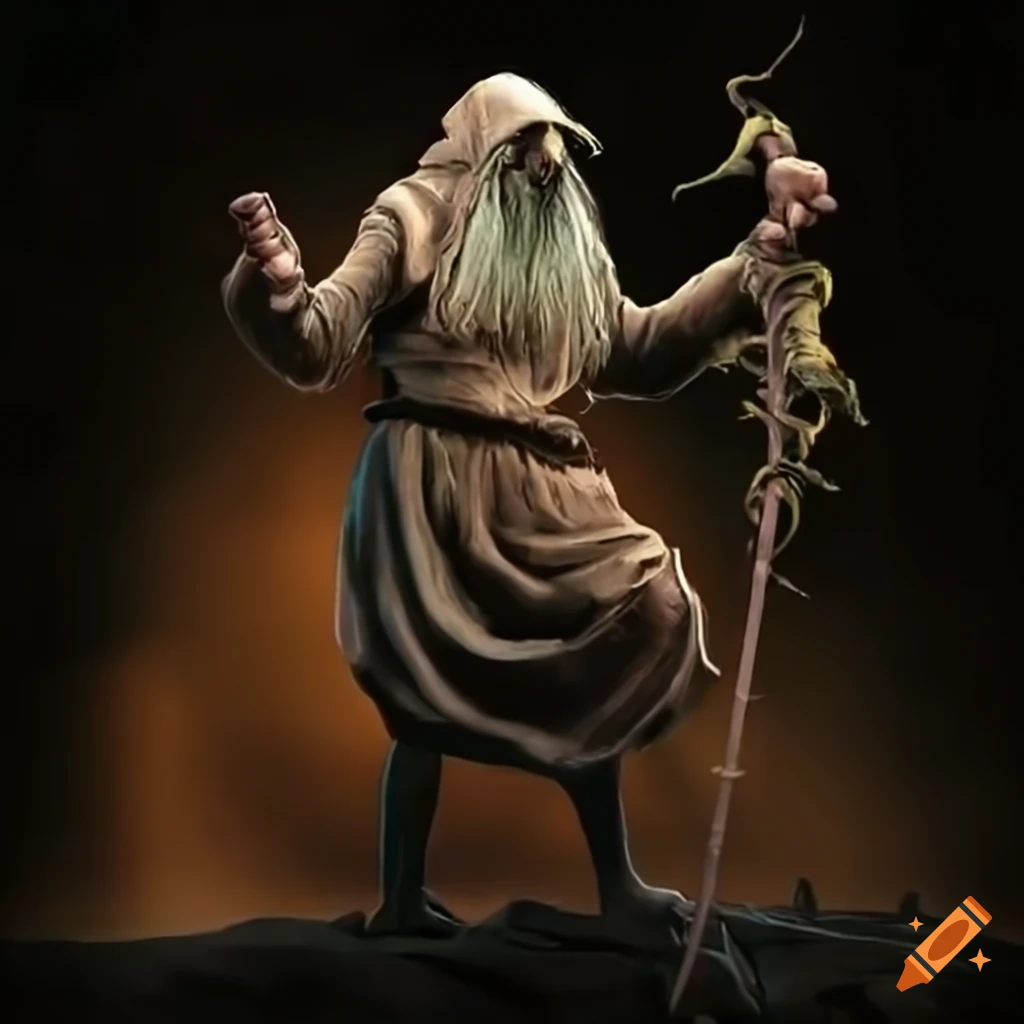 Illustration of a magical worm wizard on Craiyon