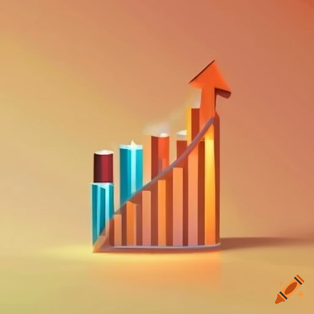 Marketing banner with orange growth chart on Craiyon