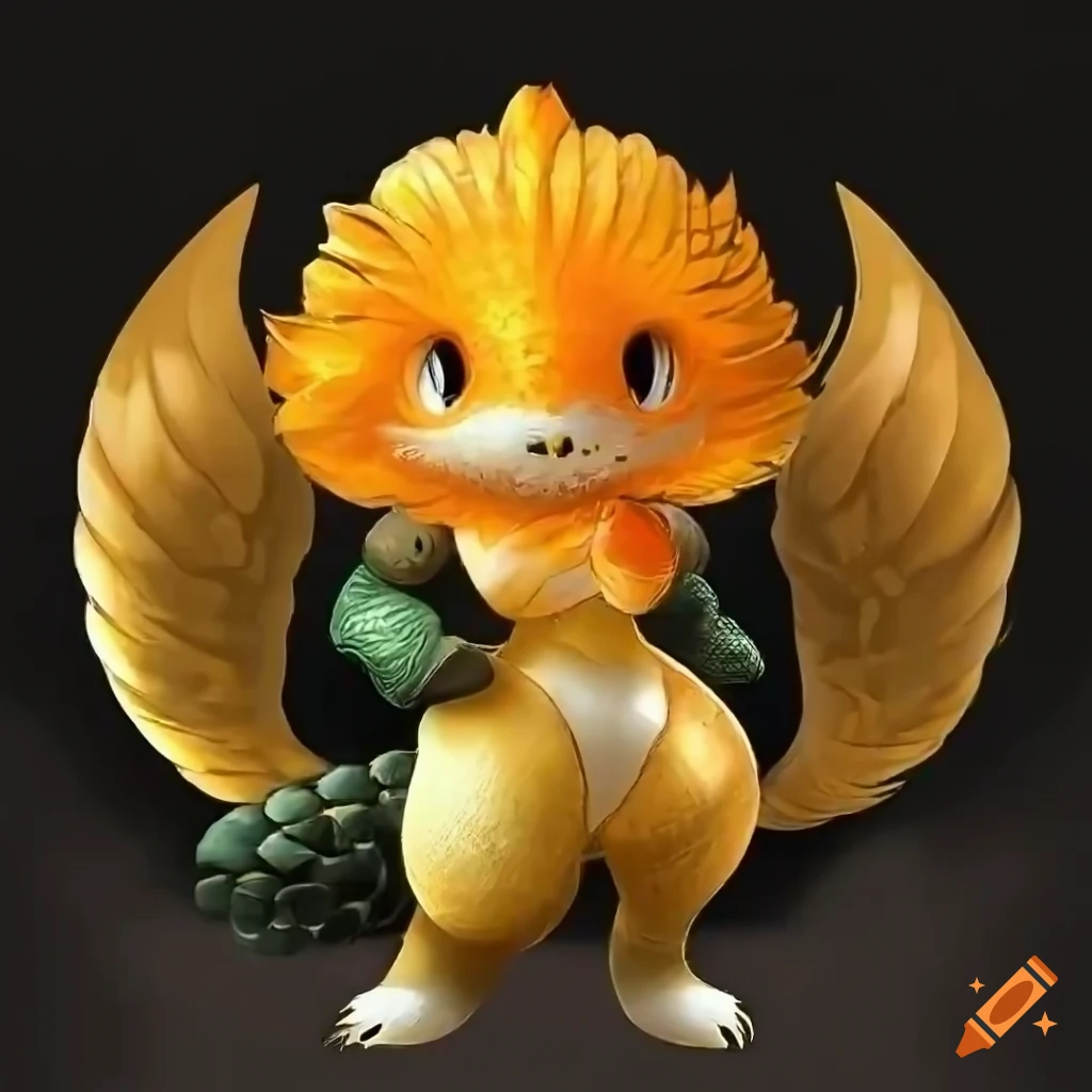 Feminine anthro pangolin with iridescent goldfish scales on Craiyon