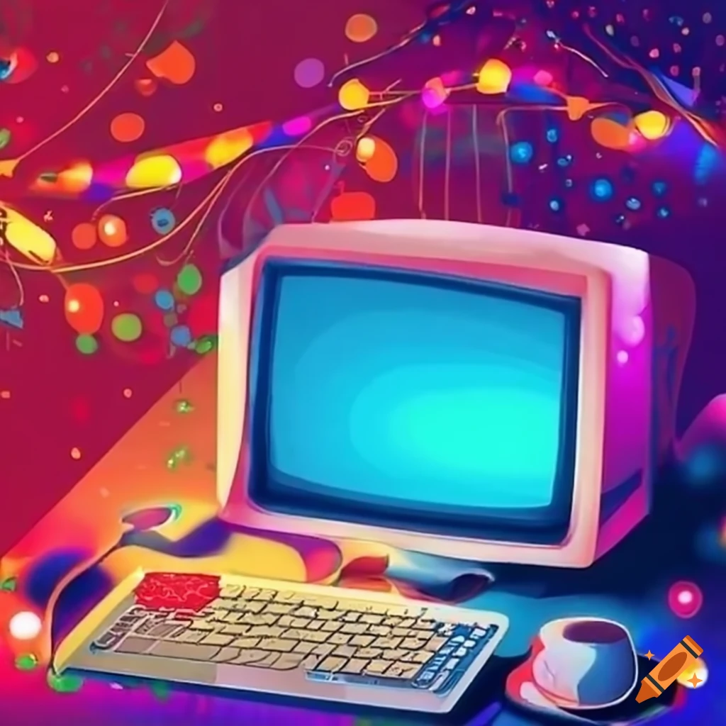 Computer decorated for the new year celebration on Craiyon