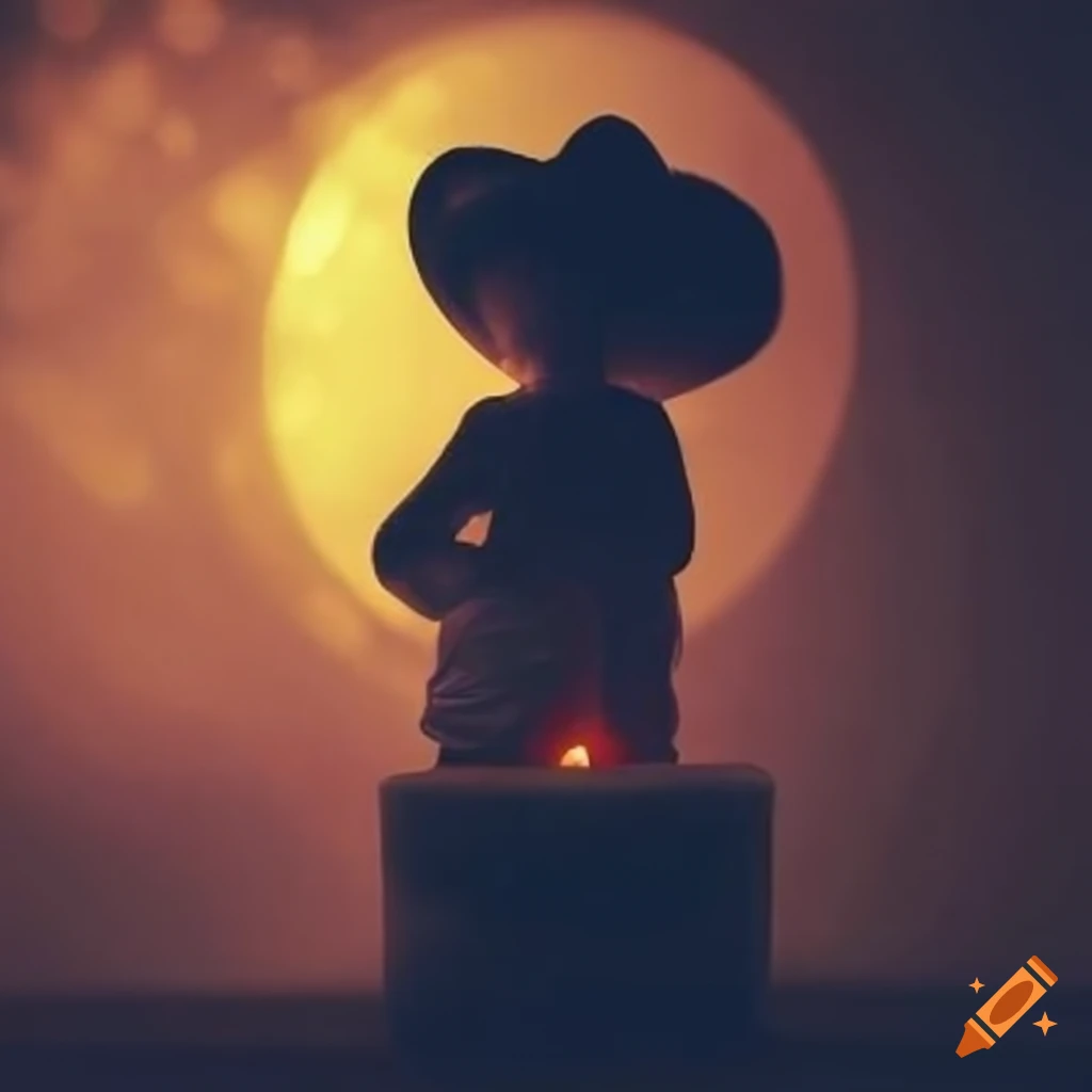 The cowboy angel his candle lit into sun though its glow is waxed in ...