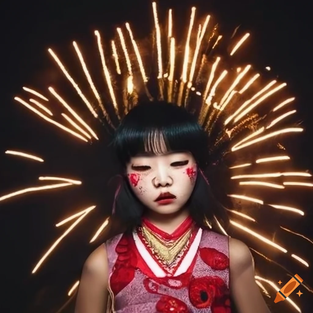 Japanese style akuma eye fireworks for happy new years on Craiyon