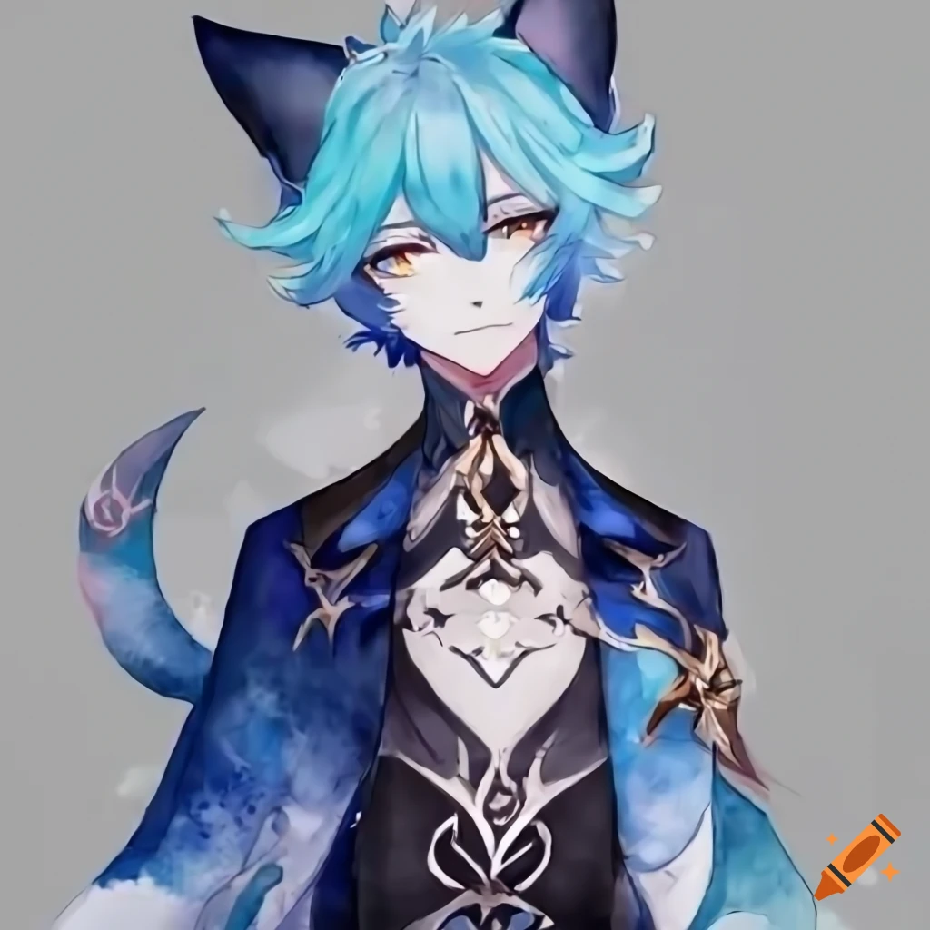 Blue fox genshin male character on Craiyon
