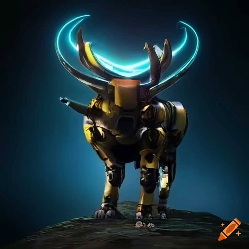 Robotic space auroch with lasers on Craiyon