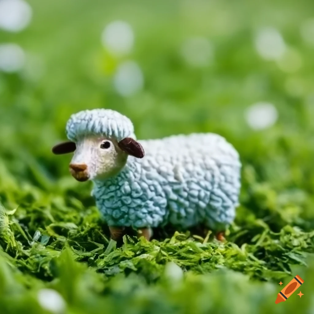 Sheep on grass plasticine diorama miniature on Craiyon
