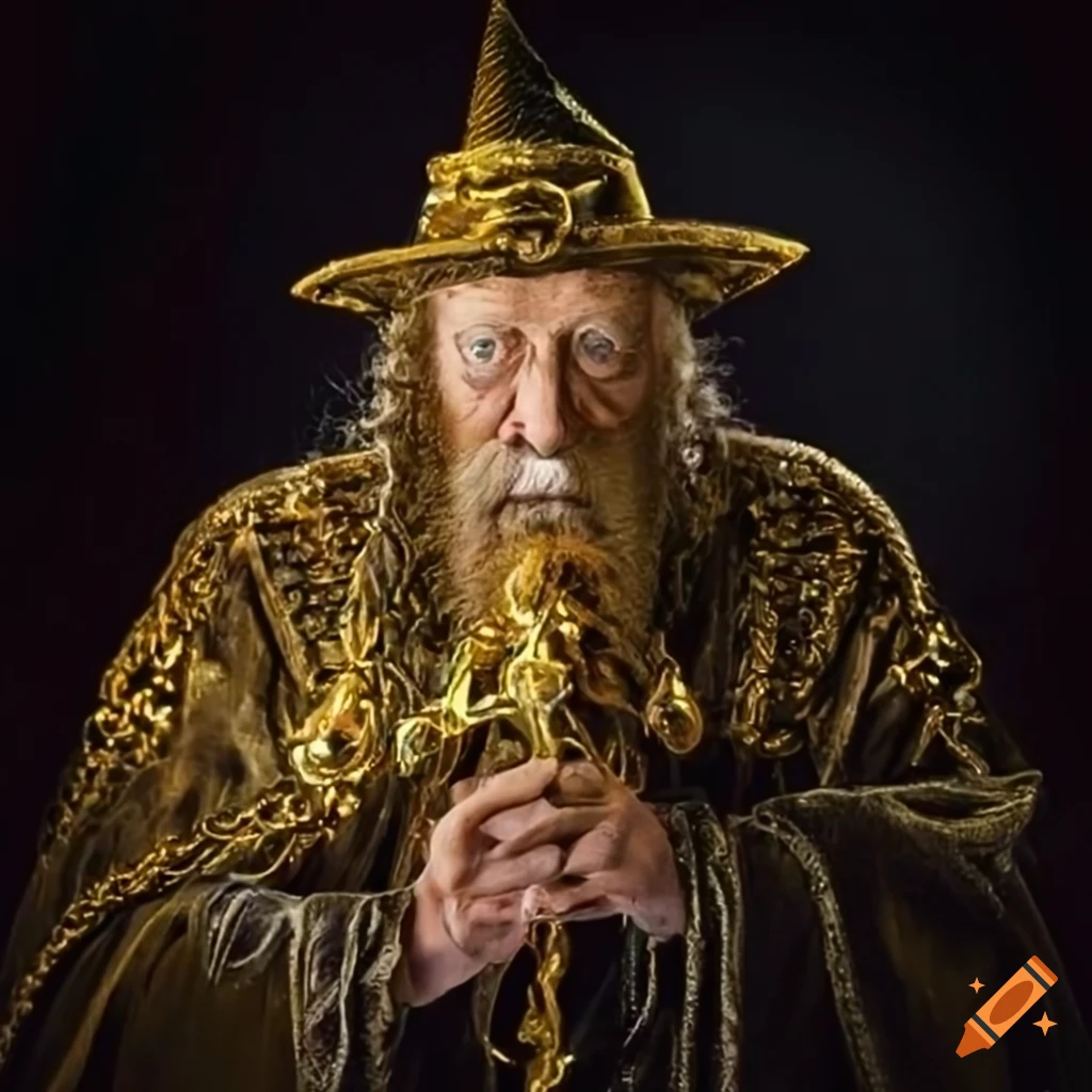 Wizard wearing a gold chain on Craiyon