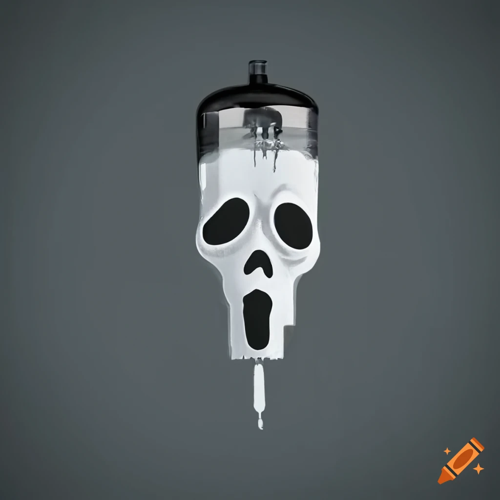 Vacuum tube with stencil of ghost face on Craiyon