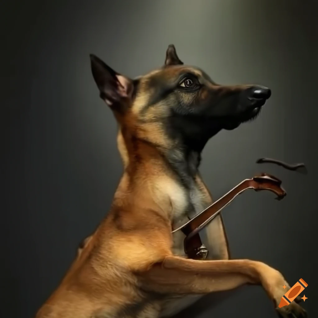 Malinois dog playing violin on Craiyon