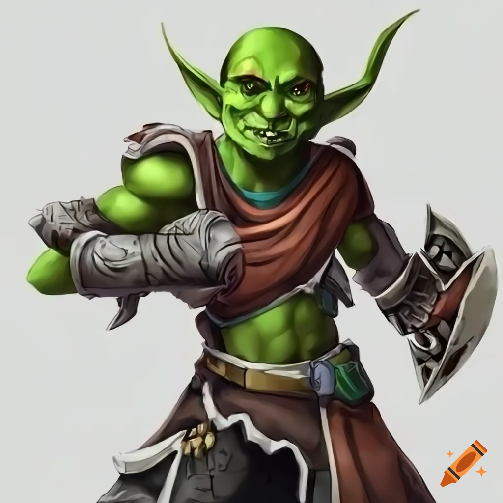 Anime goblin warrior in battle gear, side view on Craiyon